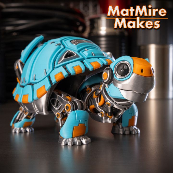 3D Printable RoboTortoise, Articulated fidget, Print-In-Place, Cute Robot Tortoise, Turtle Flexi ...